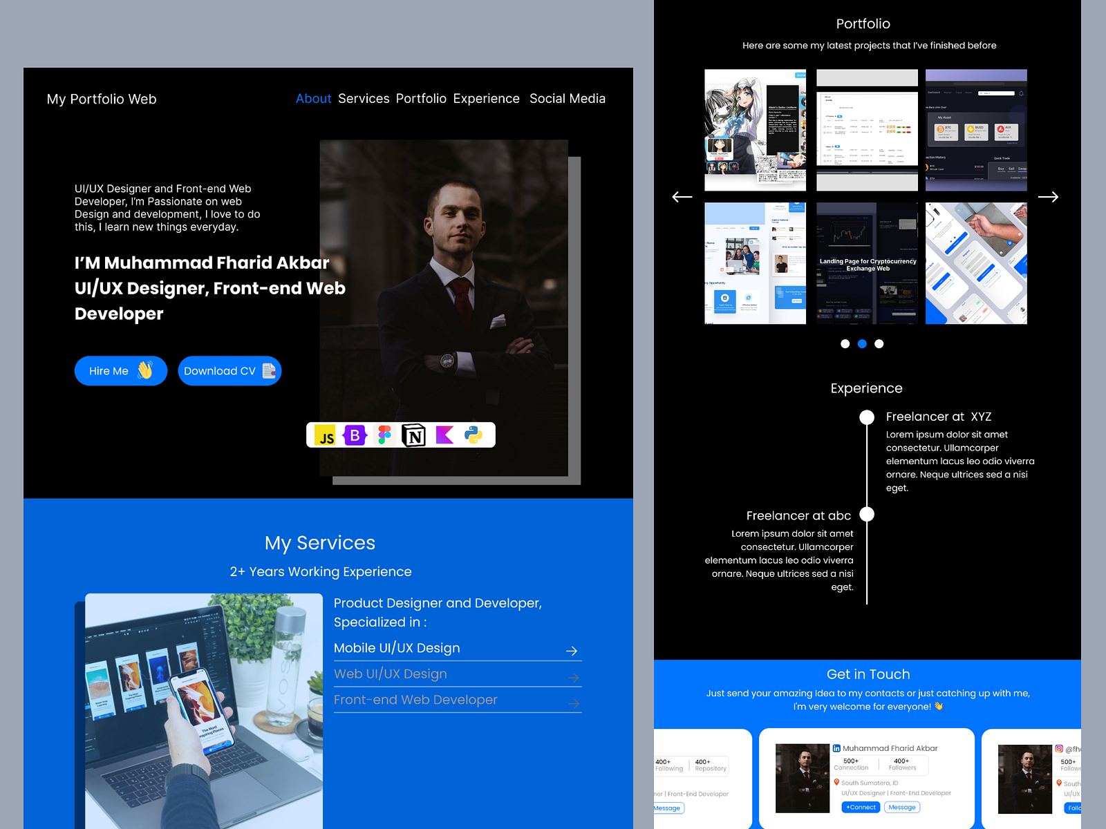 Portfolio Web Design by Muhammad Fharid akbar on Dribbble