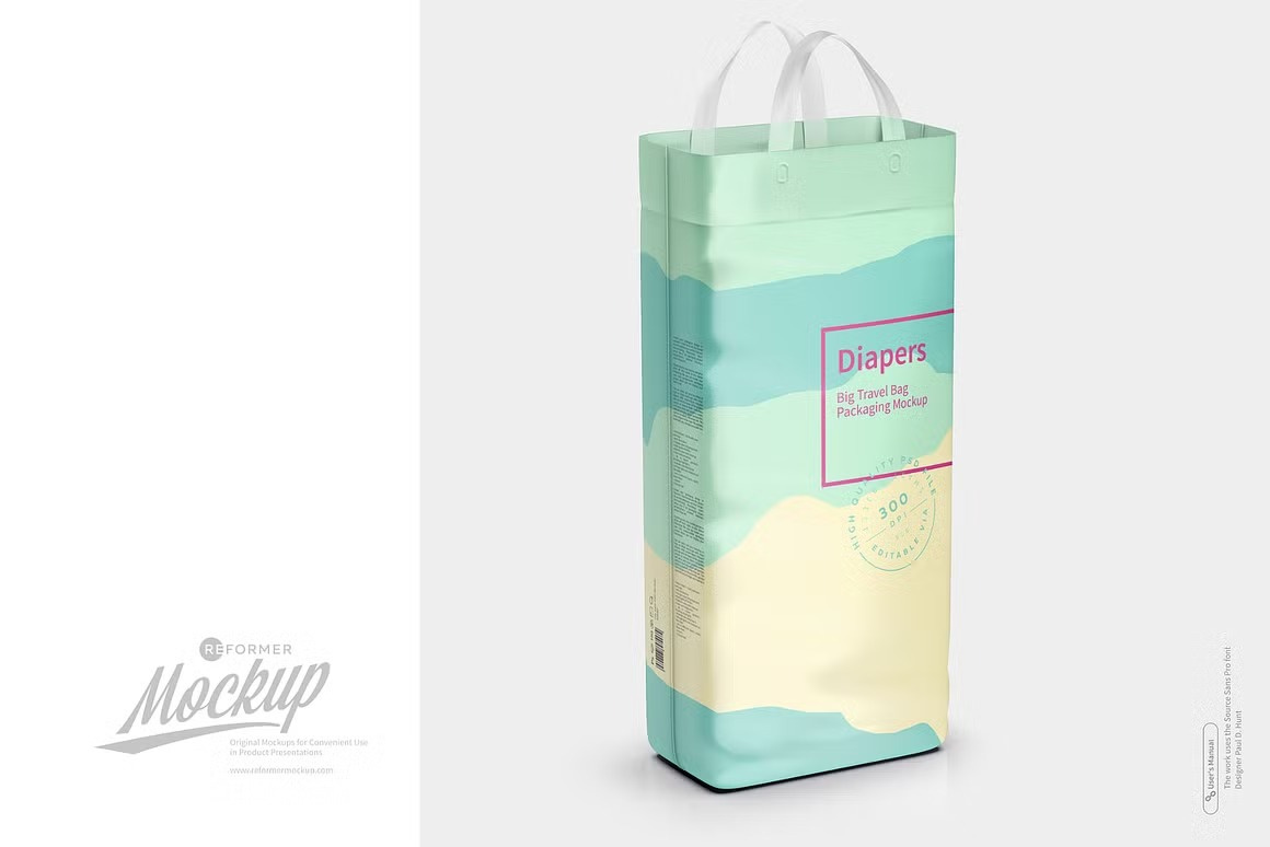 Travel Bag Diapers Packaging Mockup by Creative Shopify And Mockups ...