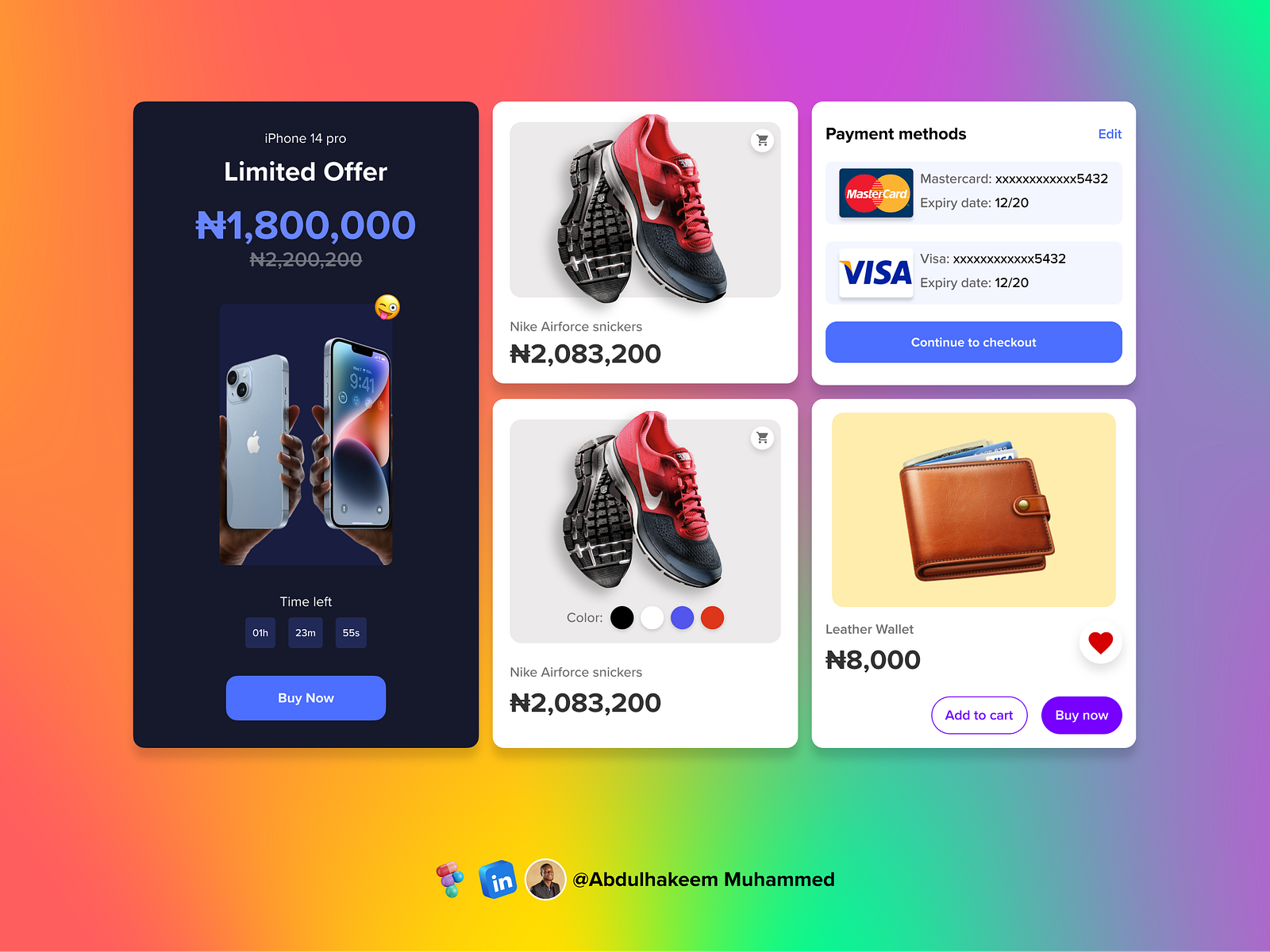 UI Cards Design Concepts by Abdulhakeem Muhammed on Dribbble
