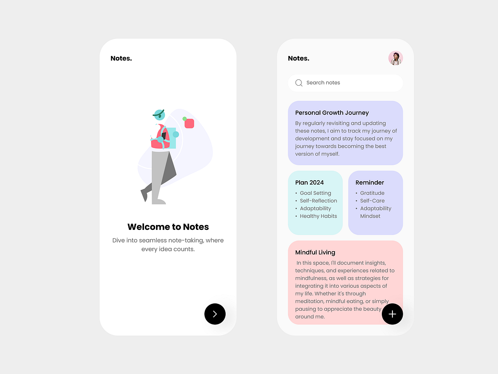 Notes App UI by uiuxcreative on Dribbble