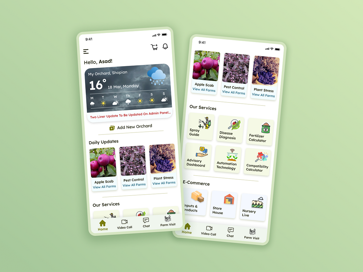 Modern 'Farmer' App Home Screen by Farzana Farooq on Dribbble