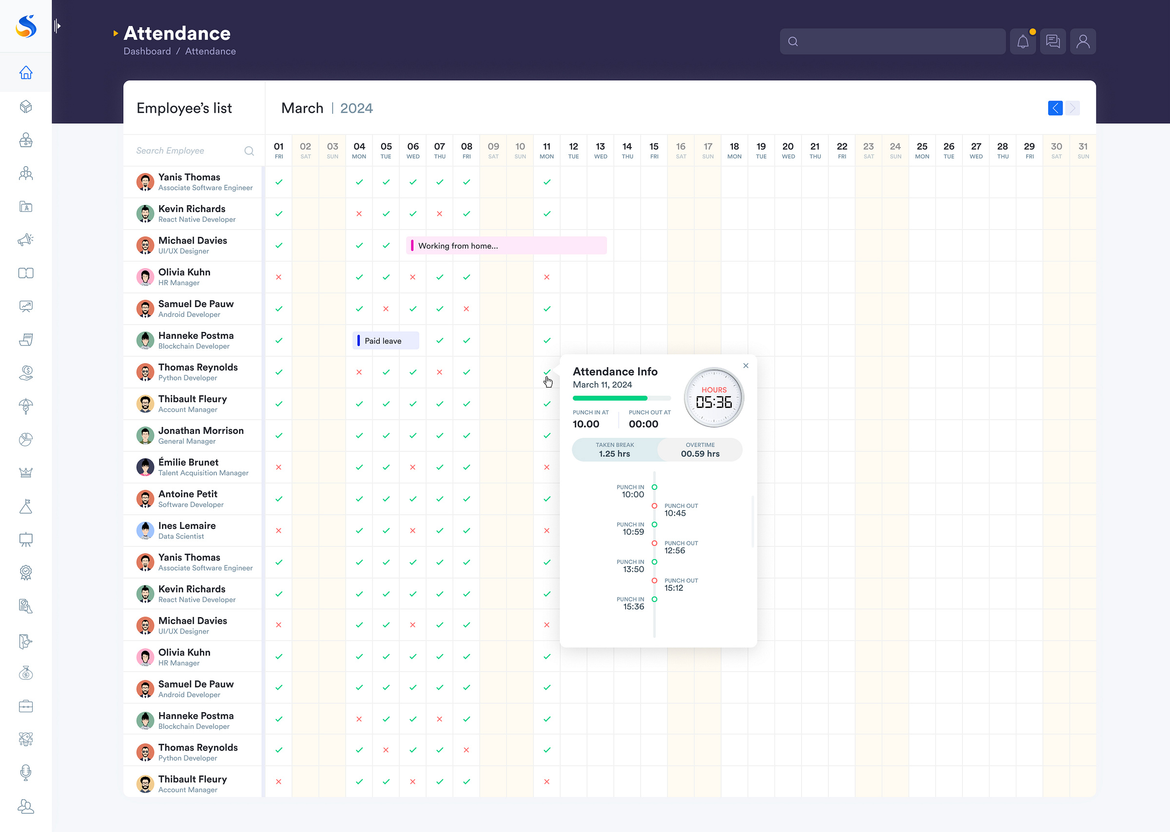 Attendance page by Vijay Jagtap on Dribbble
