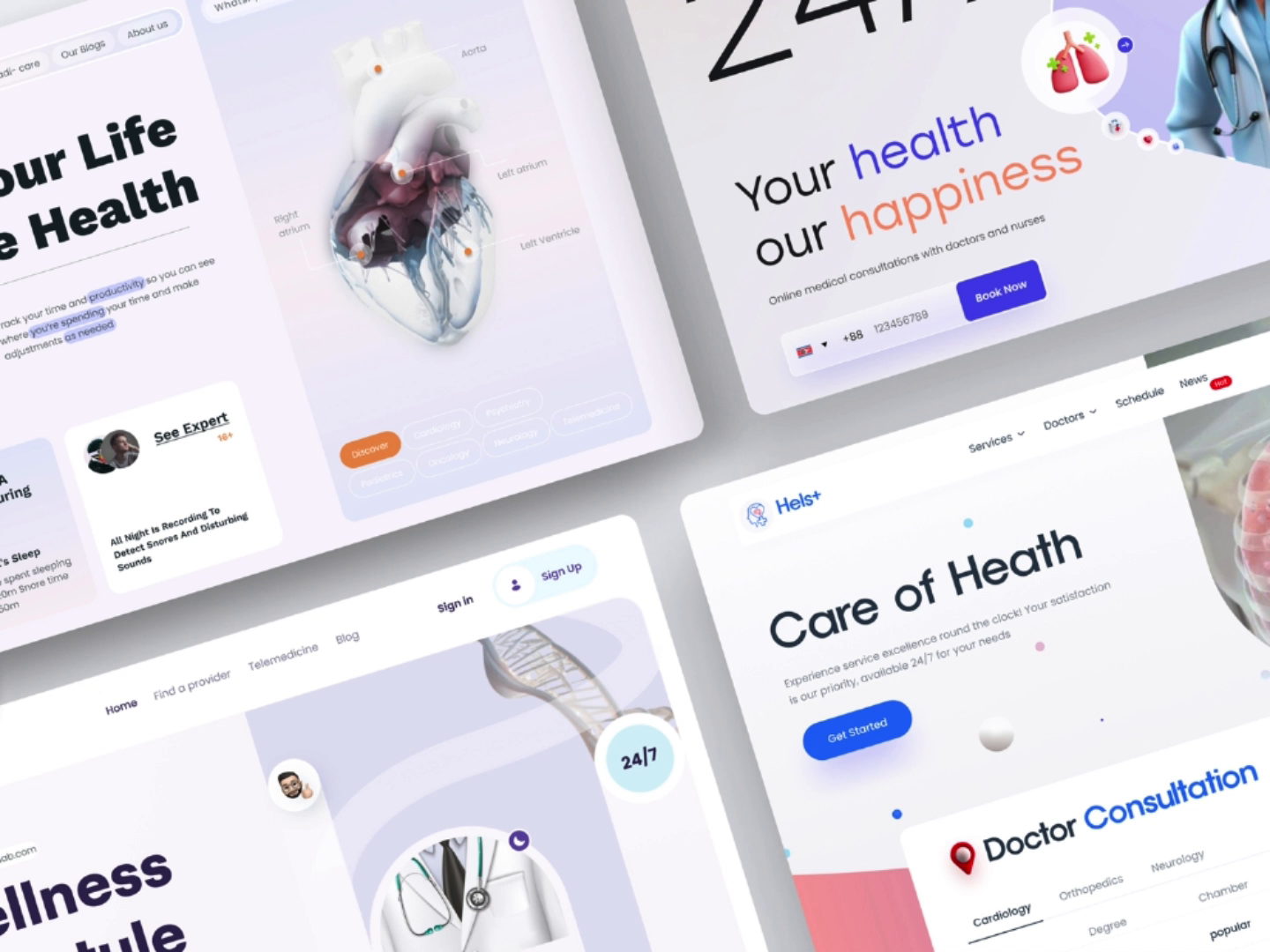 Health Care Website Hero Sections by Taher for Buraq Lab on Dribbble