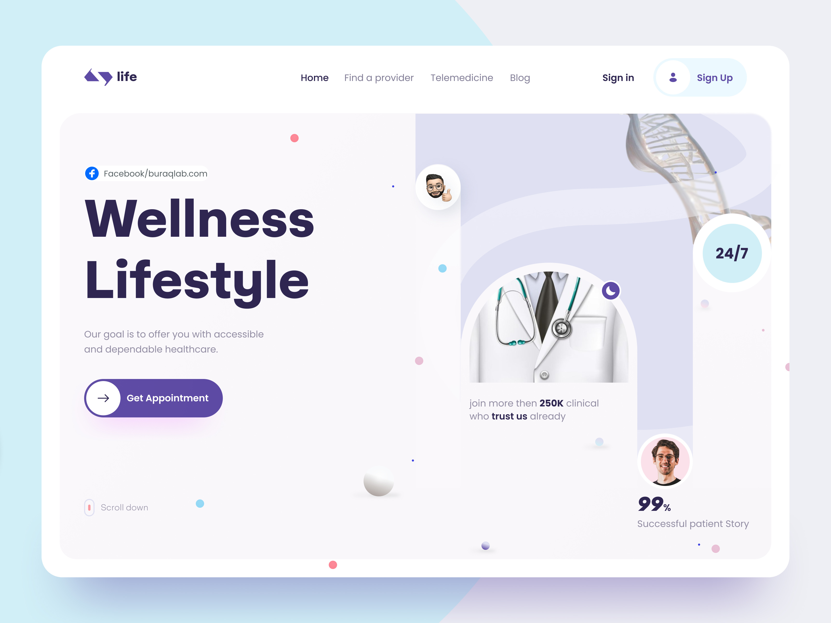 Health Care Website Hero Sections by Taher uiux ‌ for Buraq Lab on Dribbble