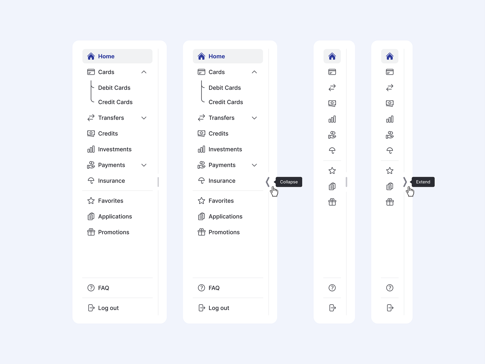 Collapsible Side Menu Design by Ufuk Yilmaz on Dribbble