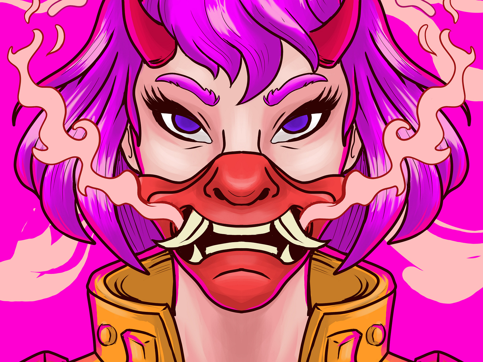 Oni Mask Girl By Khamid Farhan On Dribbble