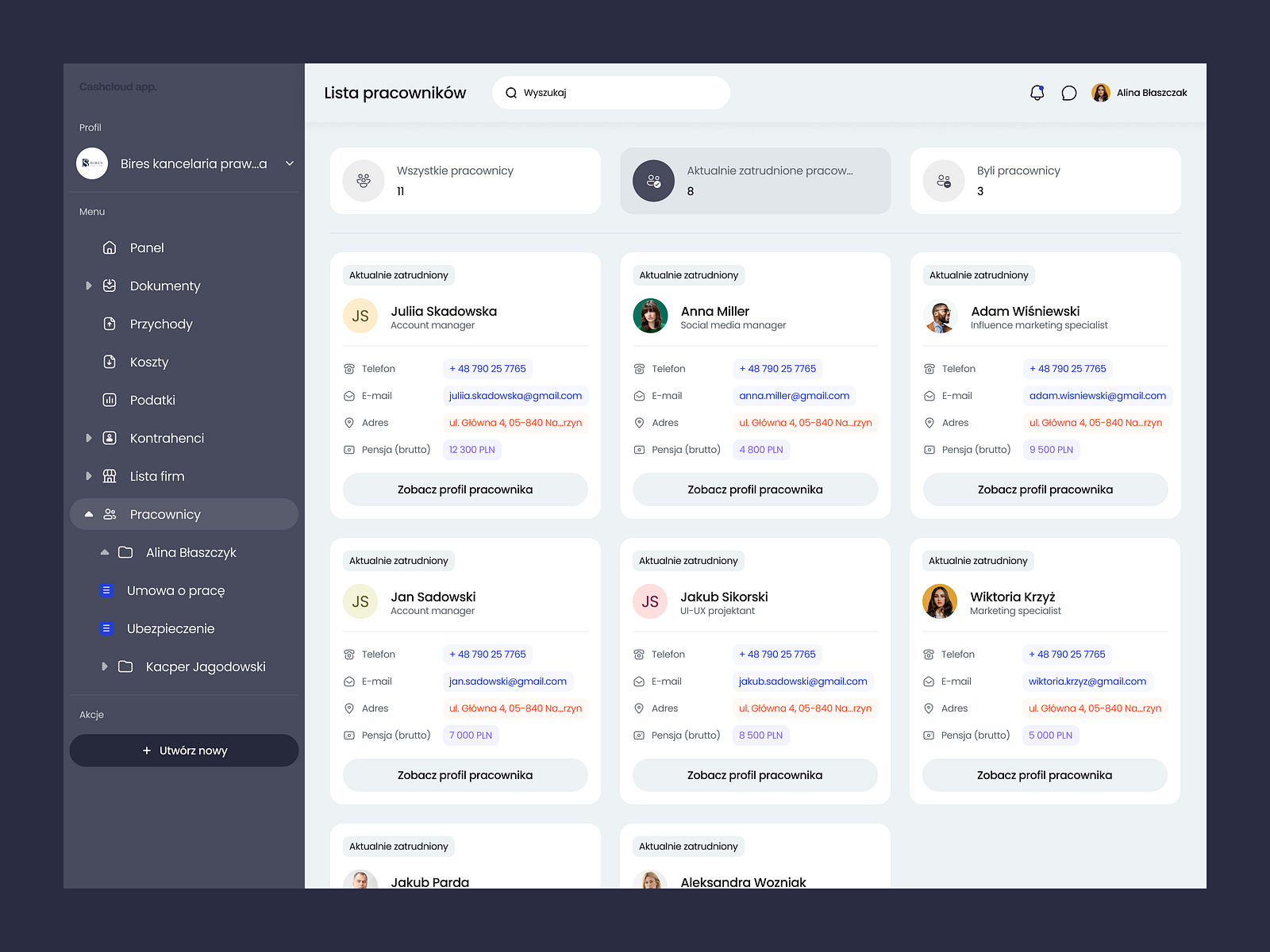 Employee profile page by MARIIA BAHRII / PIXEL LAB on Dribbble