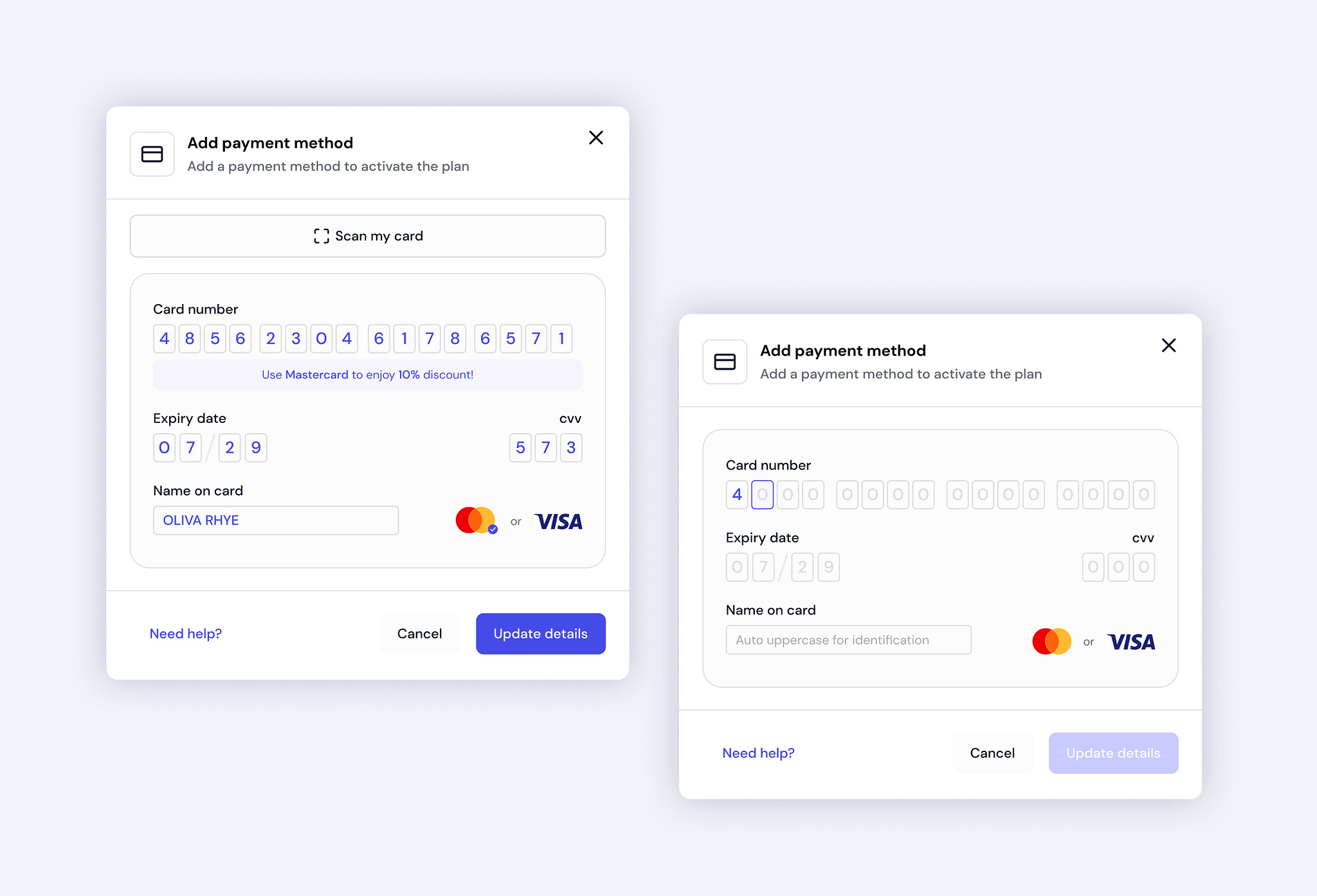 Add payment method - Credit Card by Kaweng© on Dribbble