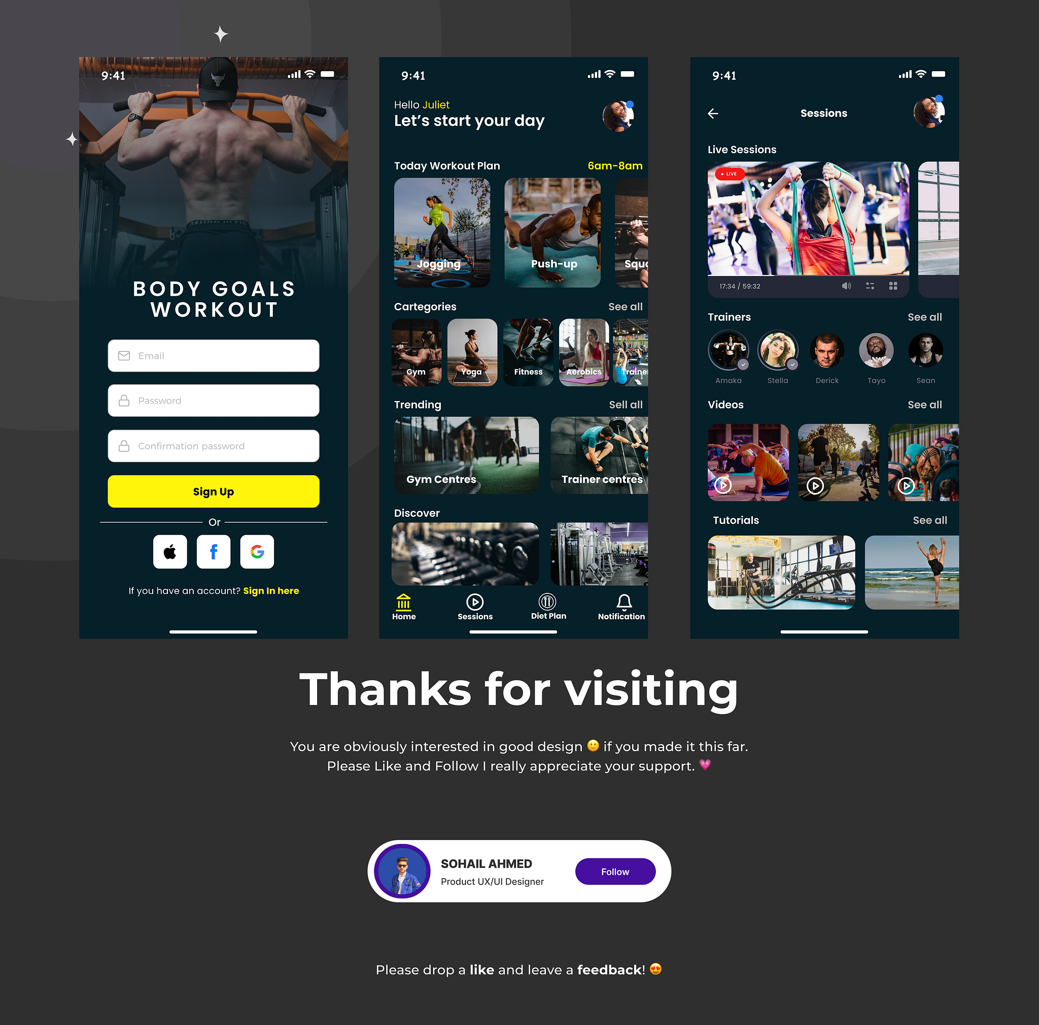 Jim/Fitness App Design by Sohail Ahmed on Dribbble