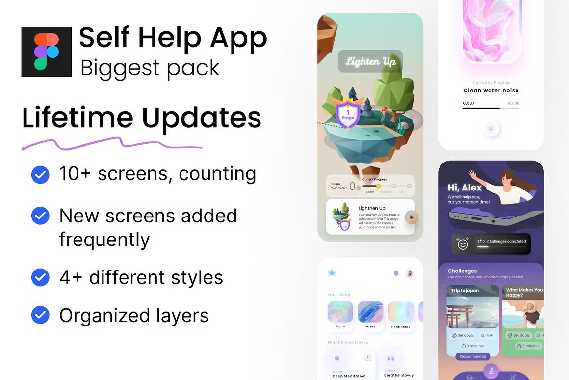 Self help App Design UI KIT Pack by New Style Mockup & Web Design on ...