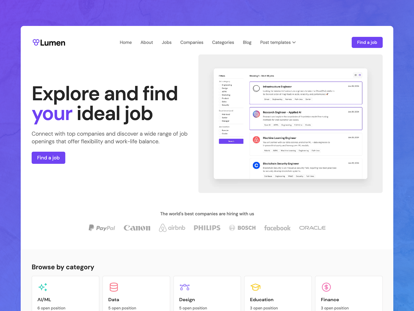 Lumen — Job Board Ghost Theme by Norbert Hunyadi on Dribbble