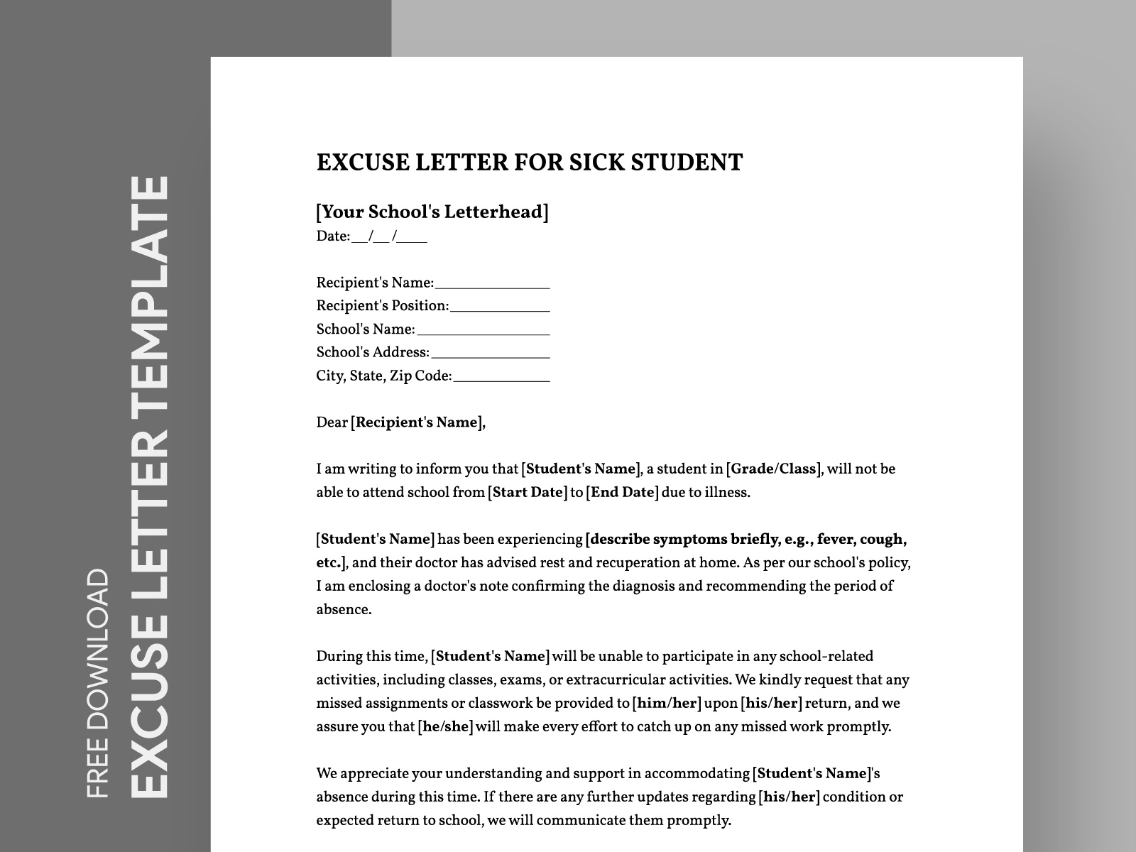 School Absence Letter Sample