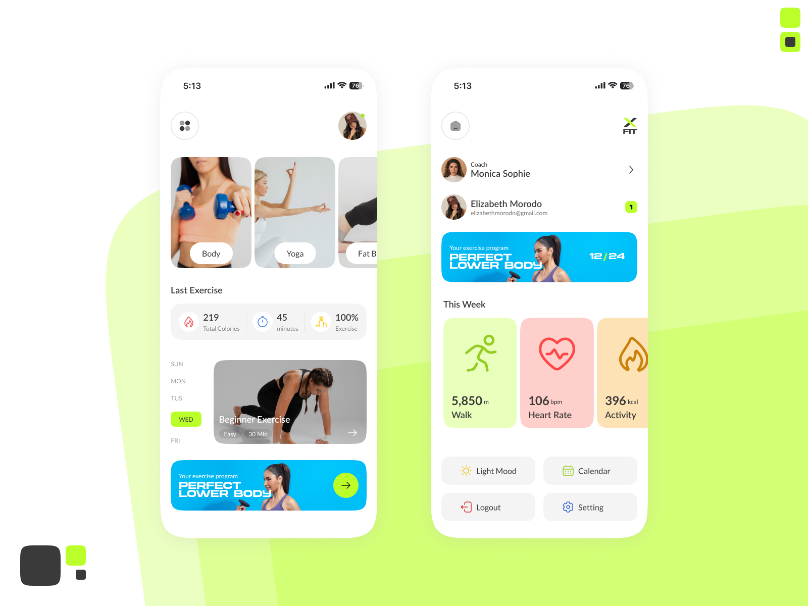 XFIT - Fitness Mobile App UI Design by Mehrnaz hatami for DaVinci on ...