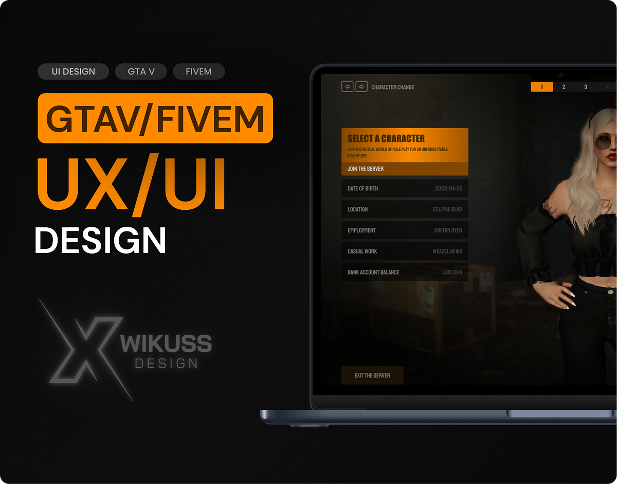 Fivem/GTA V Character Selection by xWikuss on Dribbble