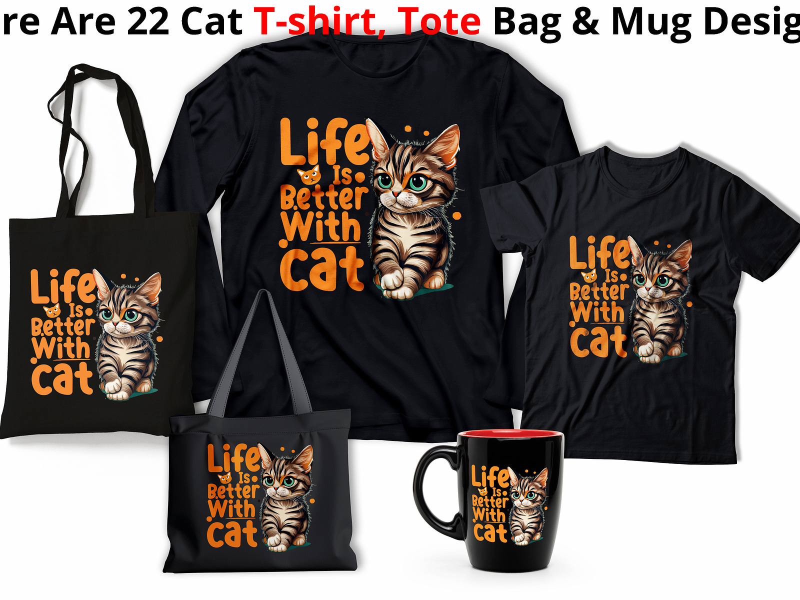 Cat T-shirt, Tote Bag & Mug Designs by Jenuk Akter on Dribbble