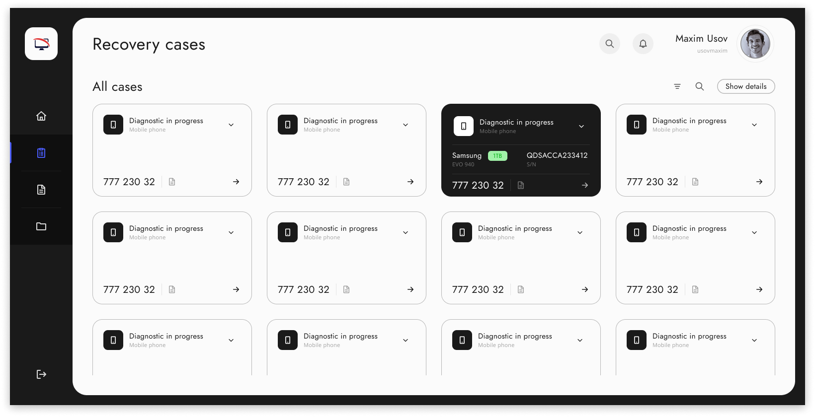 Ze Lab – Data recovery dashboard by Artem on Dribbble