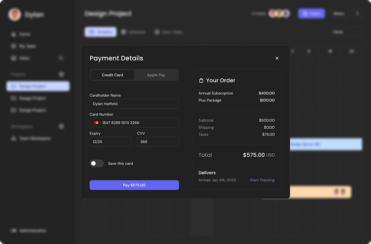 Payment Form Example by Baseline UI on Dribbble