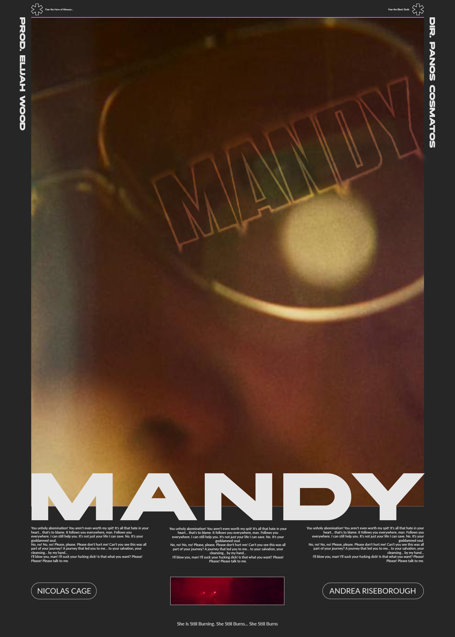 Movie poster for Mandy (2018) by Samuel Flax on Dribbble