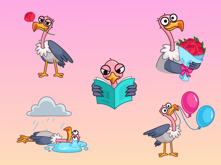 Animated vulture stickers by Vika Verder on Dribbble