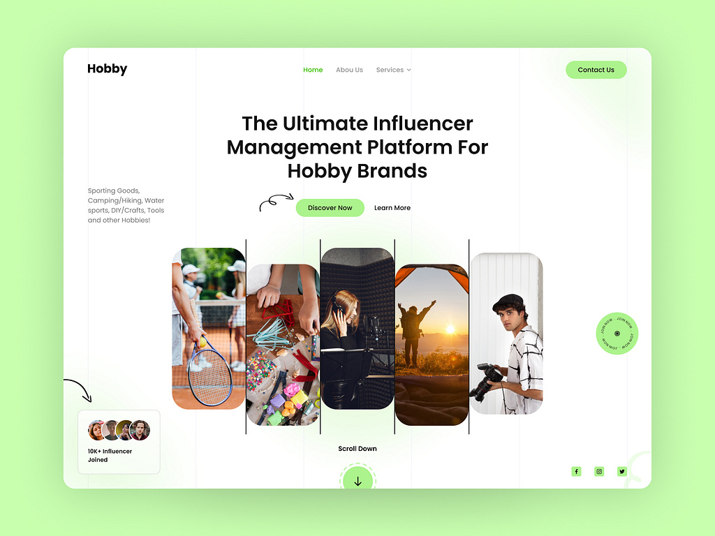 Hobby Landing page Header Design Ver 1.0 by Joy Das on Dribbble