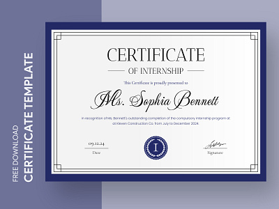 Internship Certificate Free Google Docs Template by Gdoc on Dribbble