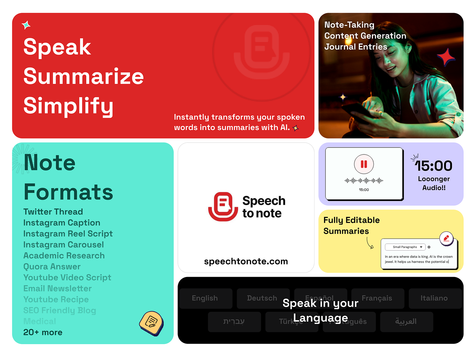 Speech to Note - Bento Grid by Hasnain Ebrahim on Dribbble