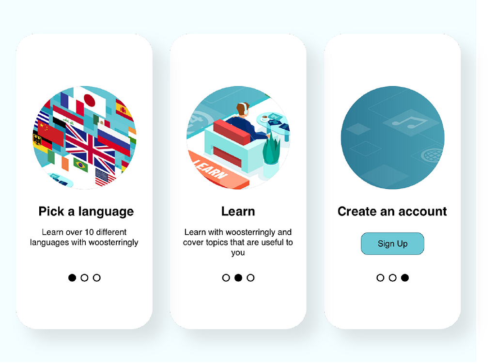 Woosterringly Vocabulary Learning Languages App - Onboarding by Chris Iwan on Dribbble