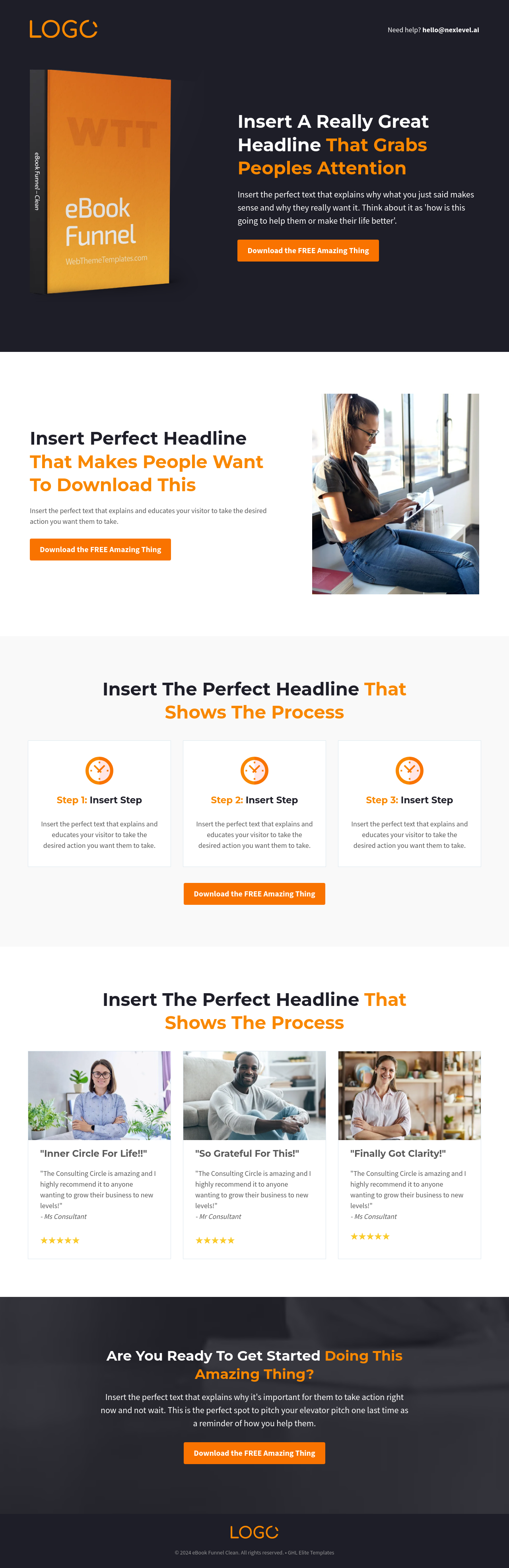 Clean eBook Funnel Template for GoHighLevel by Radhakrishnan KG on Dribbble