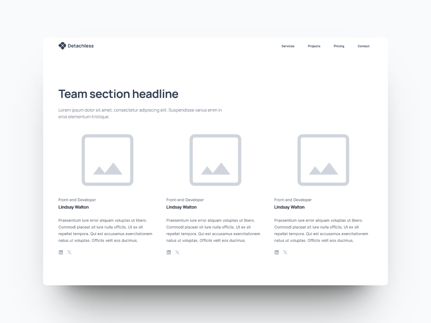Team Section · Detachless FREE Figma UI kit by Ksenija Velikinac for Detachless on Dribbble