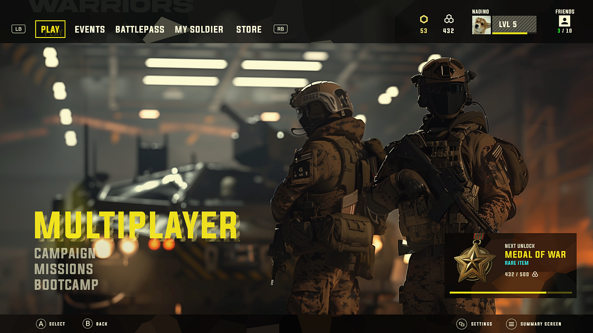 Shooter game UI/UX concept by Nadine Smola on Dribbble