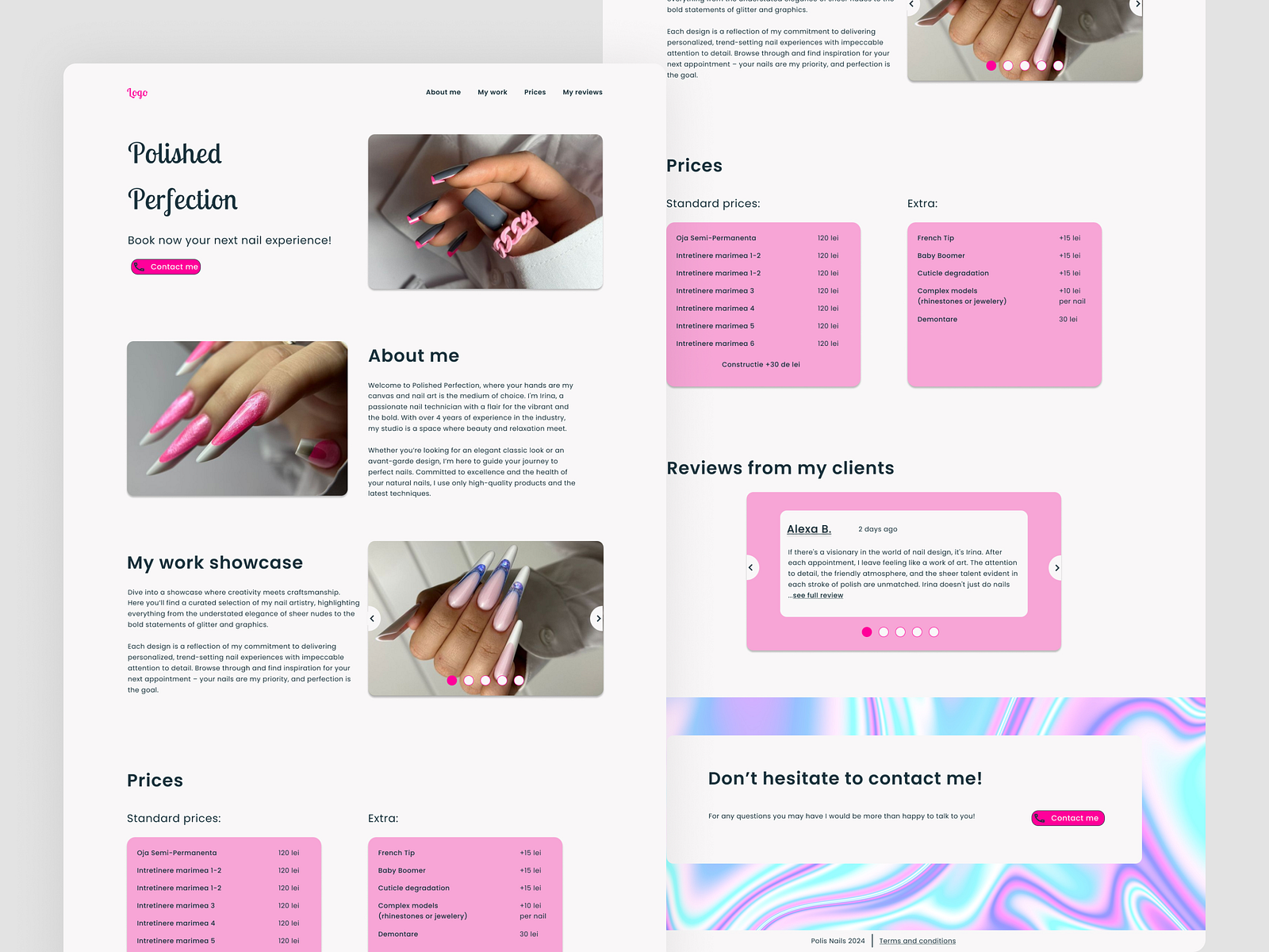 Nail Salon Website Design by Alexandra Balan on Dribbble
