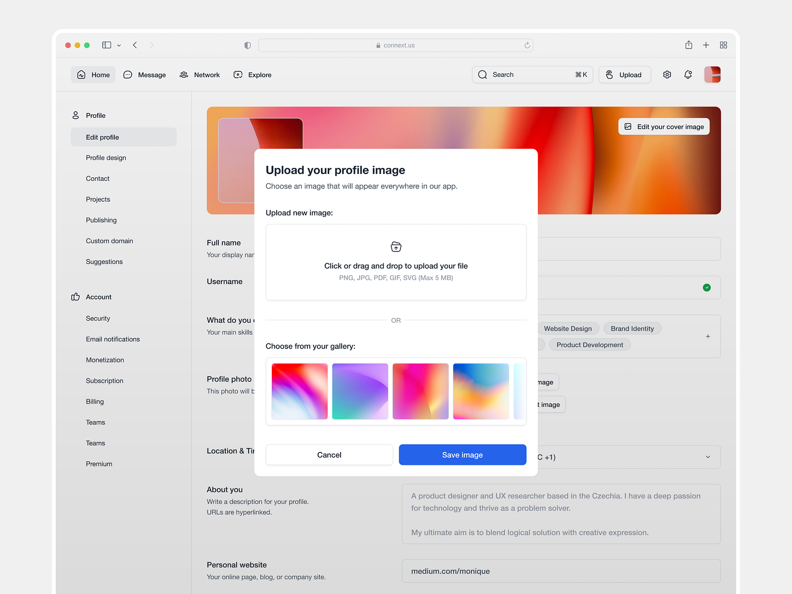 Profile Image Upload by Louis Nguyen on Dribbble