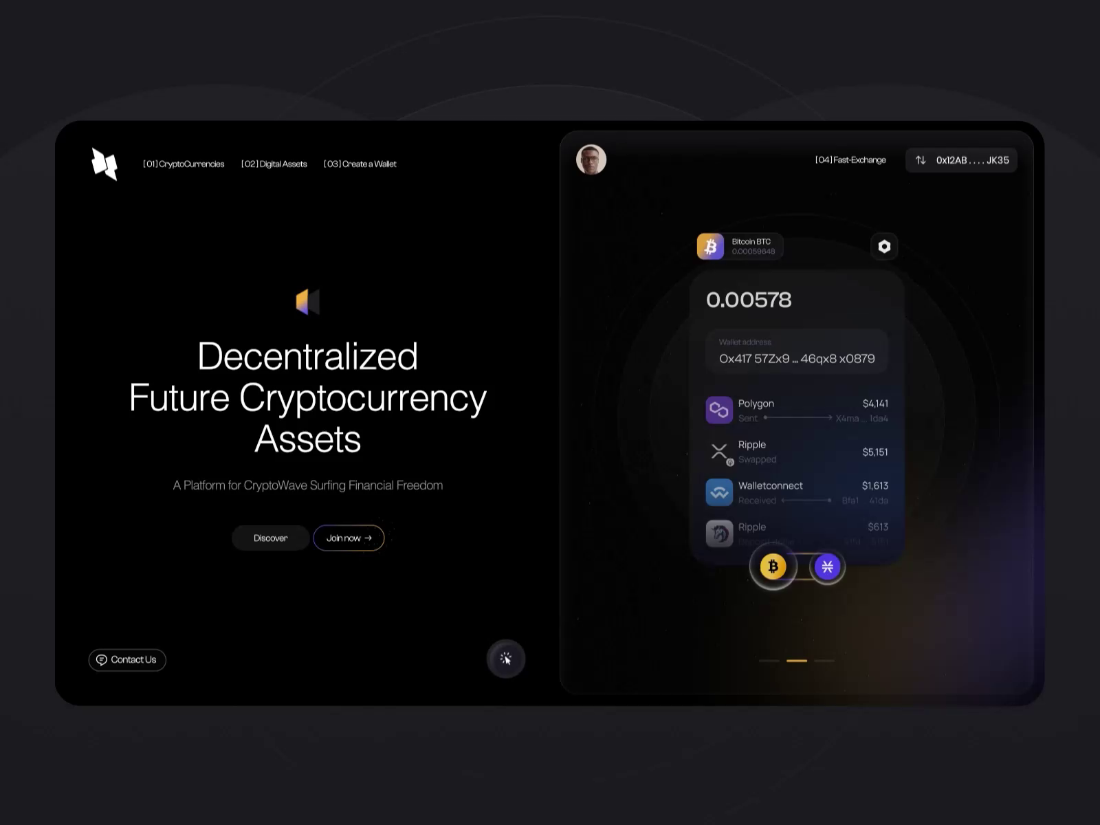 Crypto Wallet Landing page by Awsmd on Dribbble