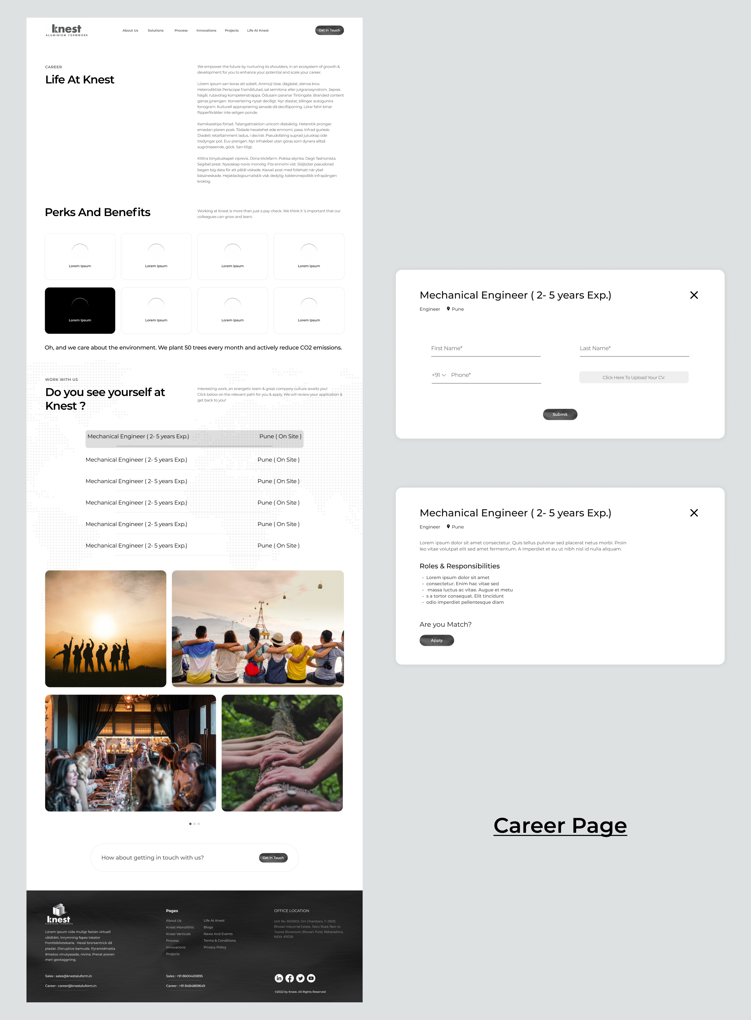 Knest - Aluminium Formwork - Subpages by Swagat Sindiri on Dribbble