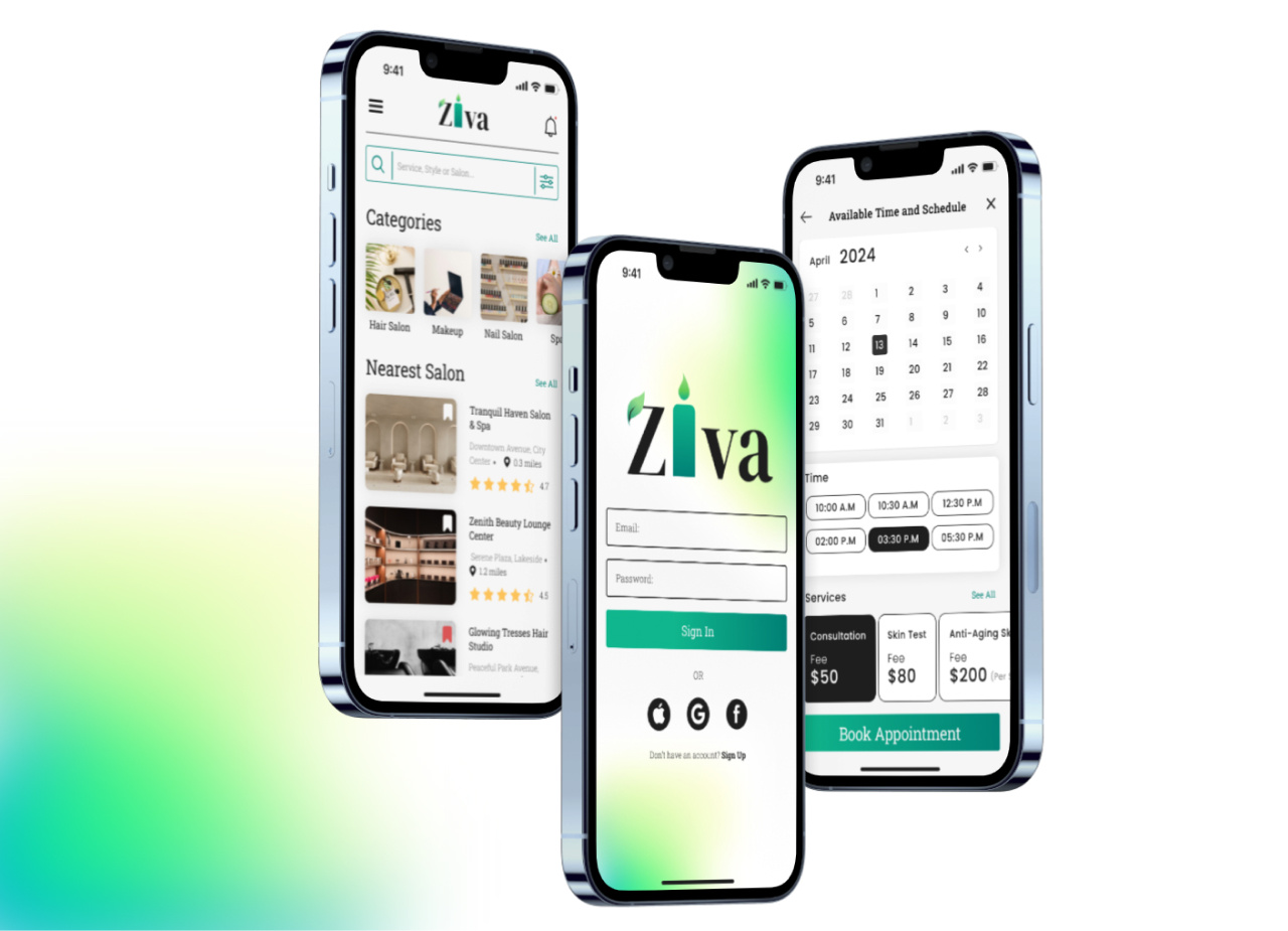 Ziva - Spa & Salon Mobile Booking App UI Design by Rowshon Lulu Marjan ...