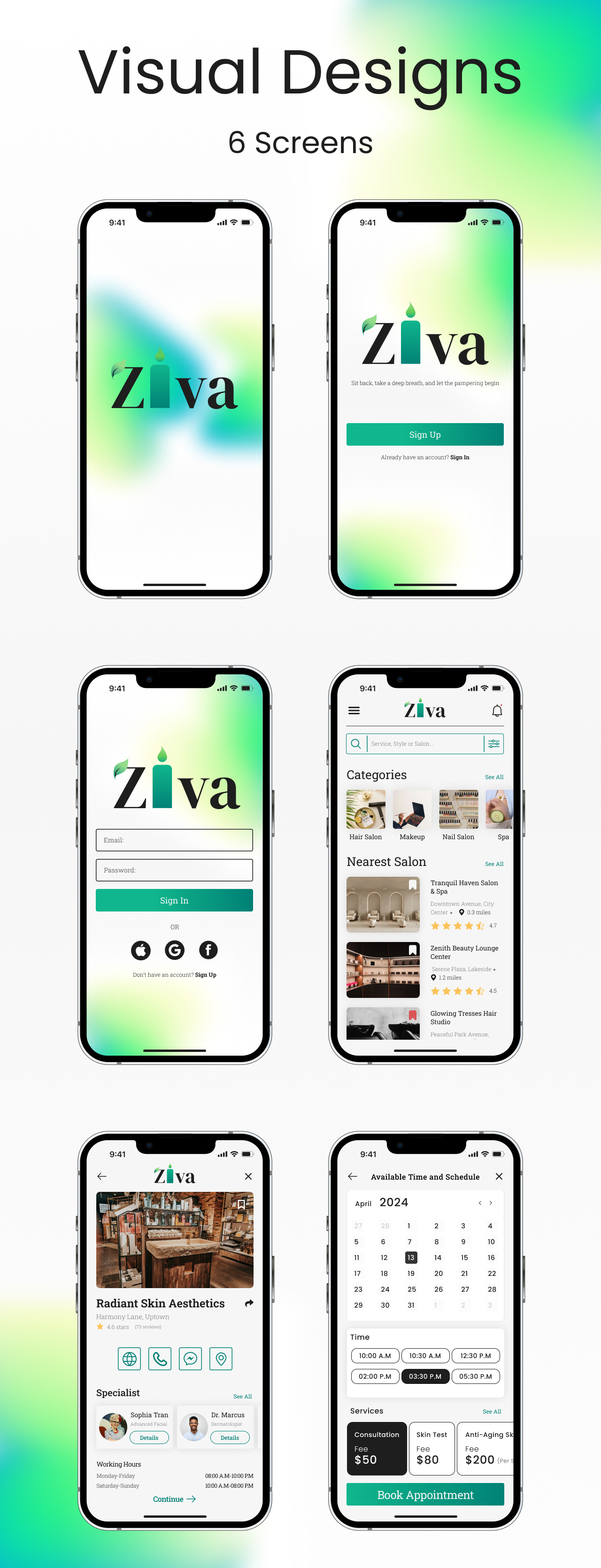 Ziva - Spa & Salon Mobile Booking App UI Design by Rowshon Lulu Marjan ...