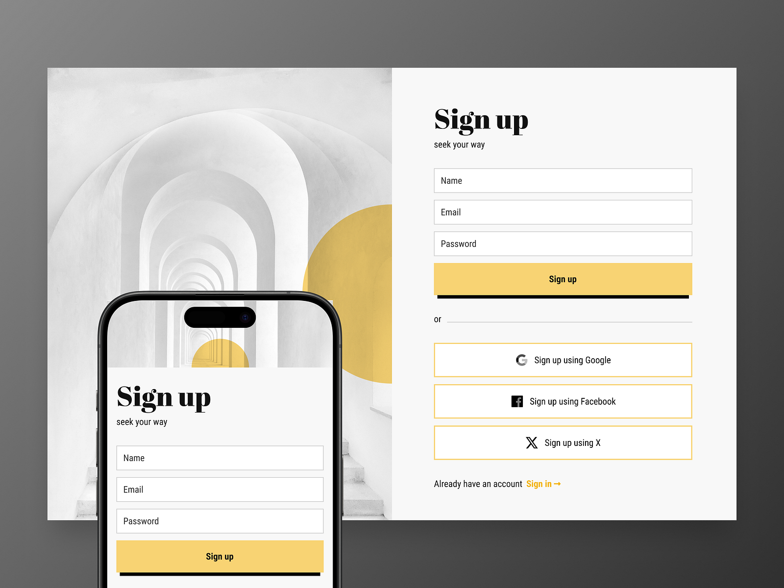 Minimal Sign up page design by mohsen talebi on Dribbble