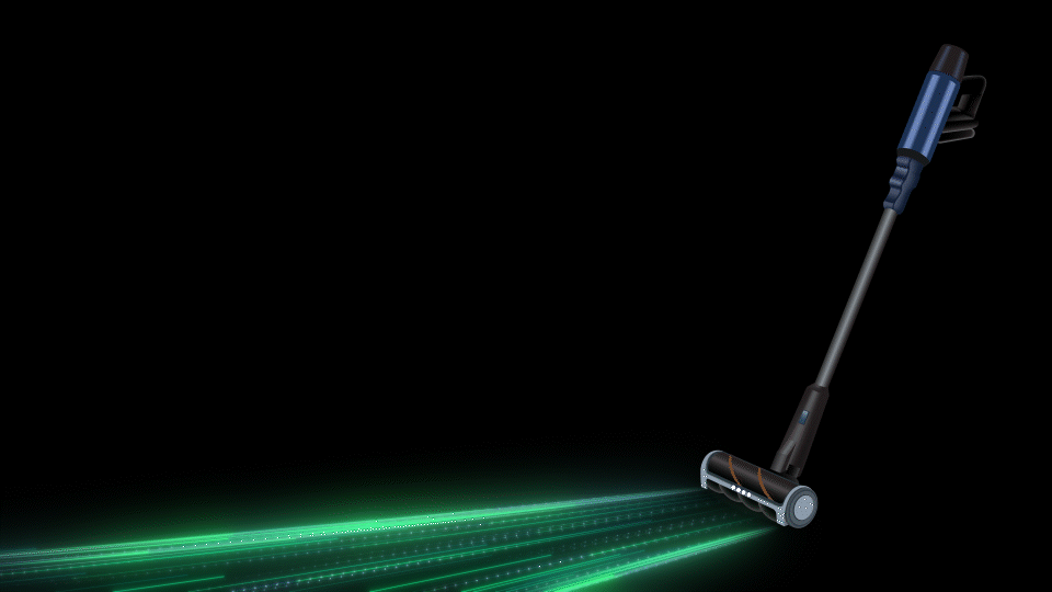 4K animation of a modern cordless vacuum cleaner with green by Motion ...
