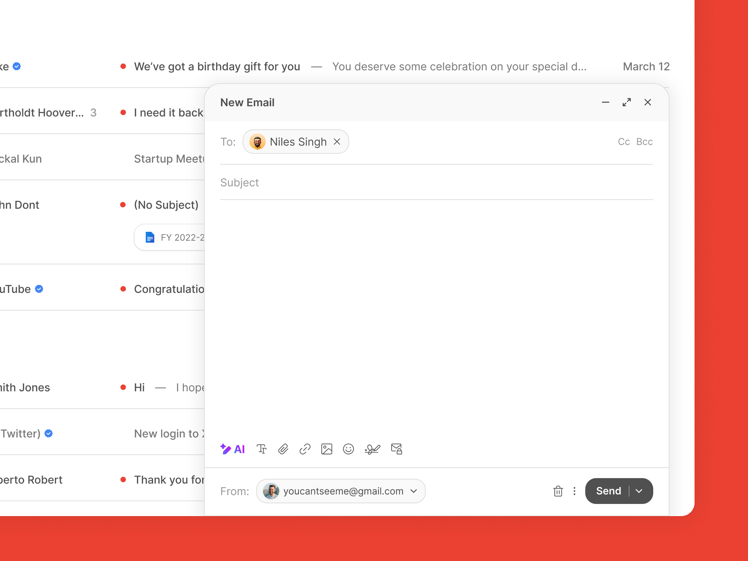 Gmail Redesign - Compose Email UI Design by Girish on Dribbble