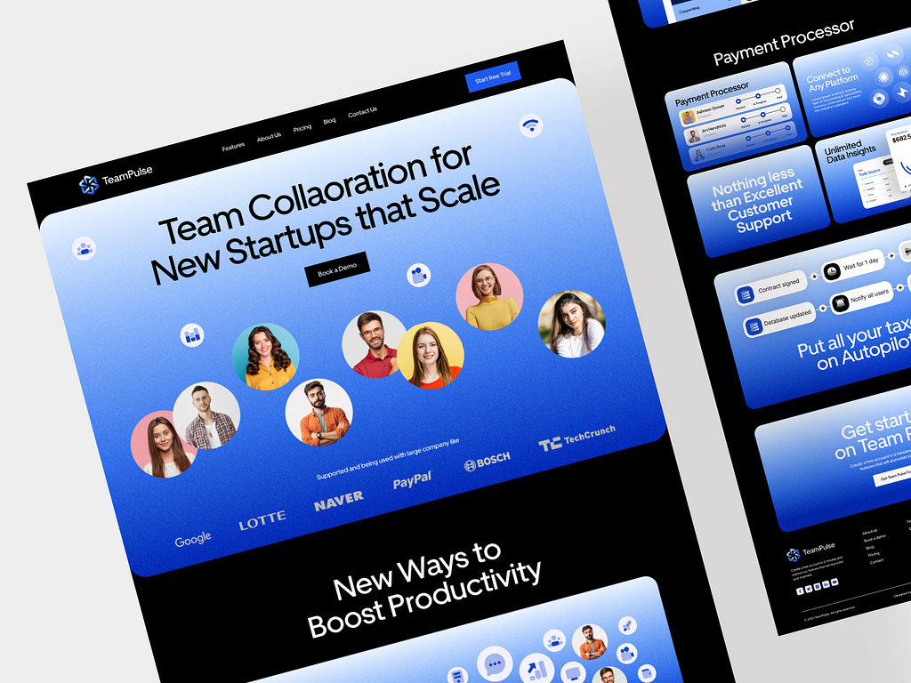 Team Collaboration Landing Page Design by Hammad Mukhtar on Dribbble