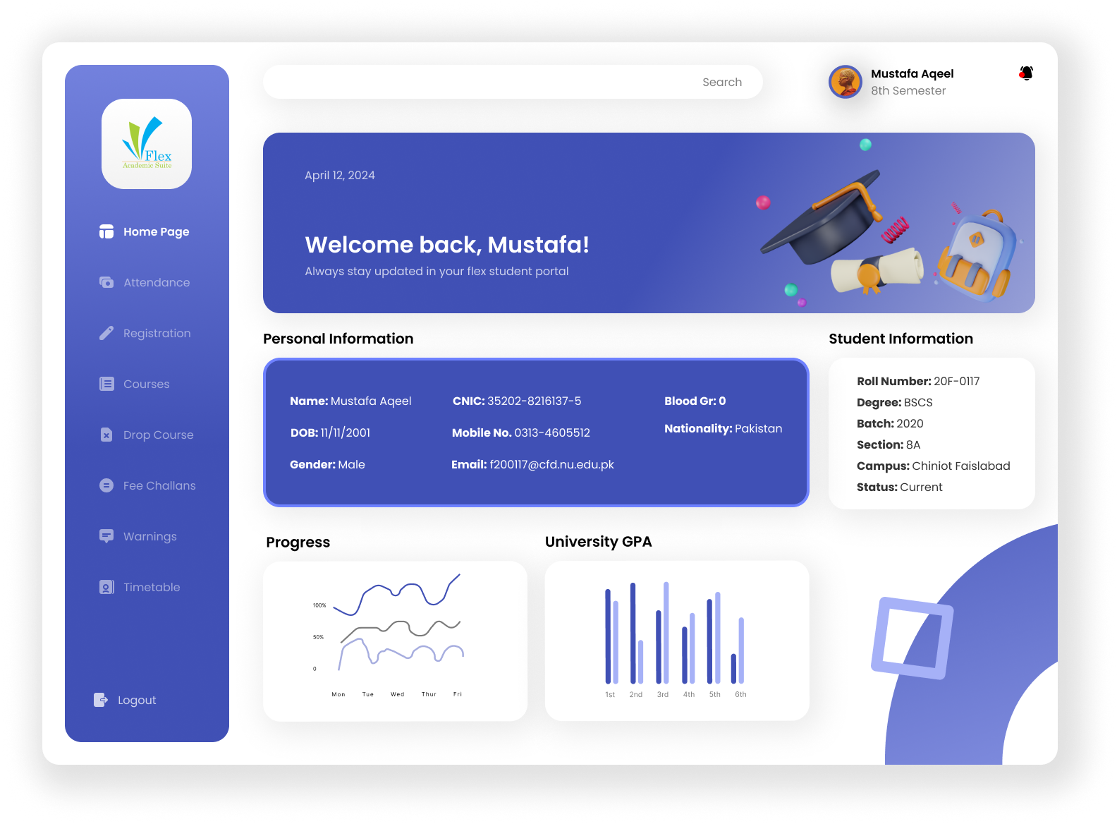 FLEX - Student University Portal (Dashboard) by Mustafa Aqeel on Dribbble