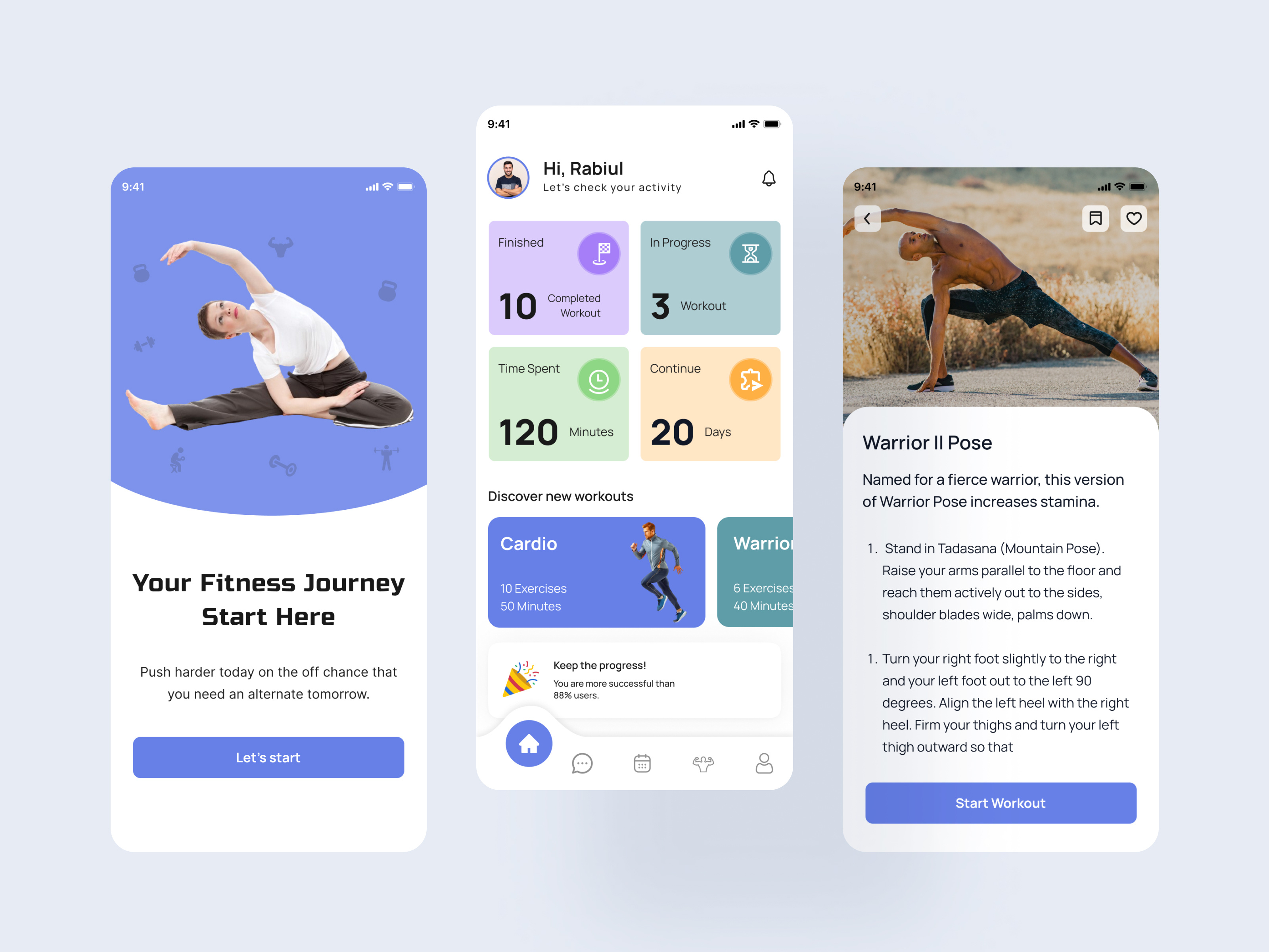 Home Workout App UI - Fitness App by Md. Rabiul Islam on Dribbble