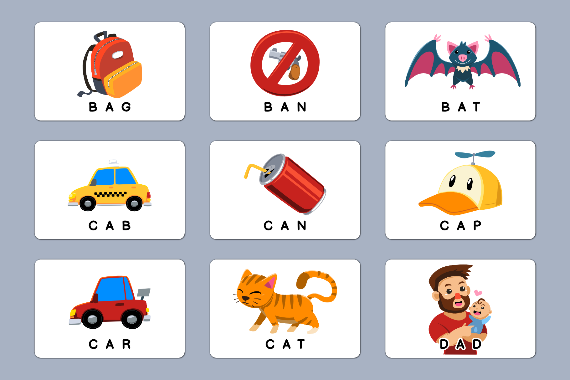 Cute Illustration CVC CARD set A by arsansp on Dribbble