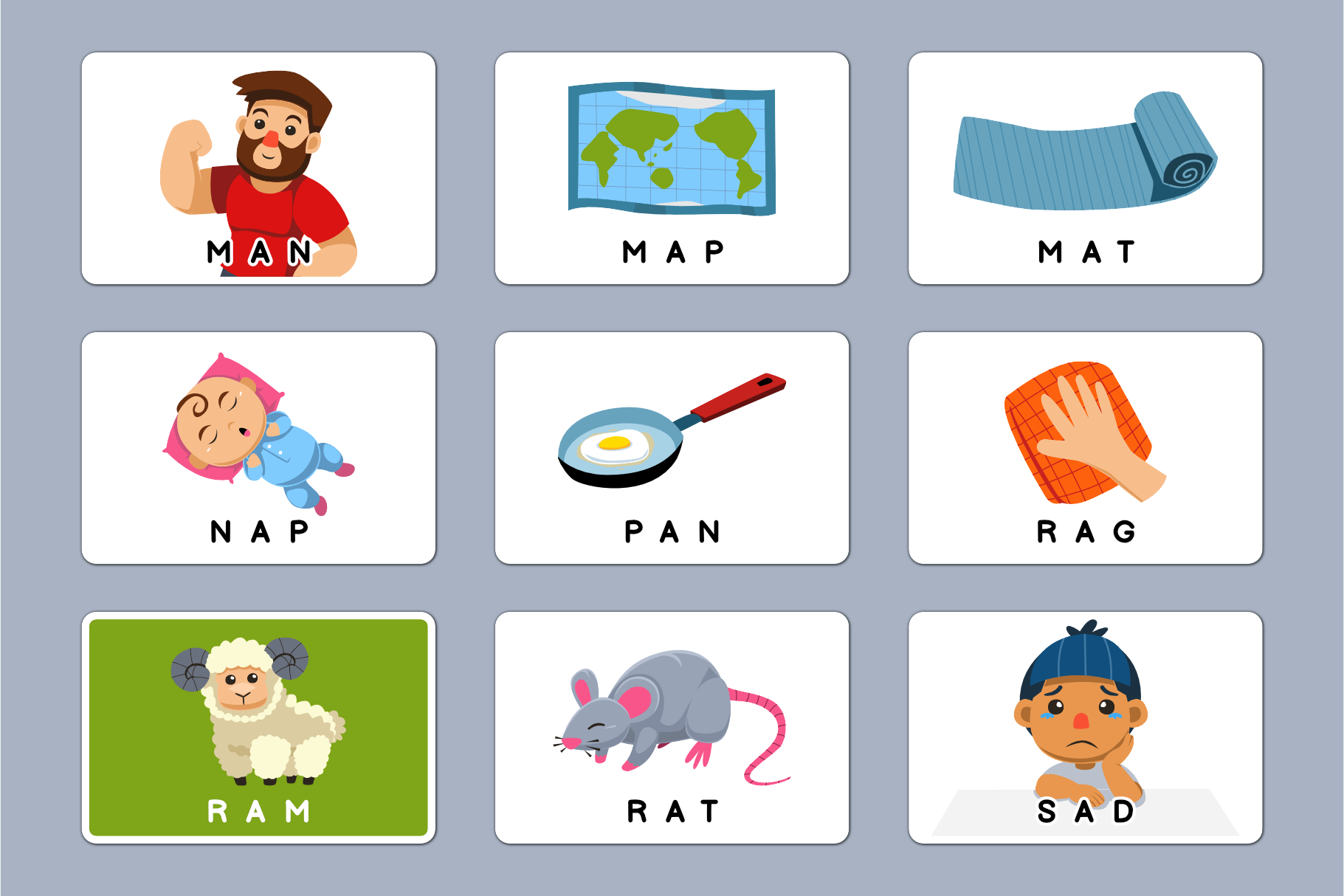 Cute Illustration CVC CARD set A by arsansp on Dribbble