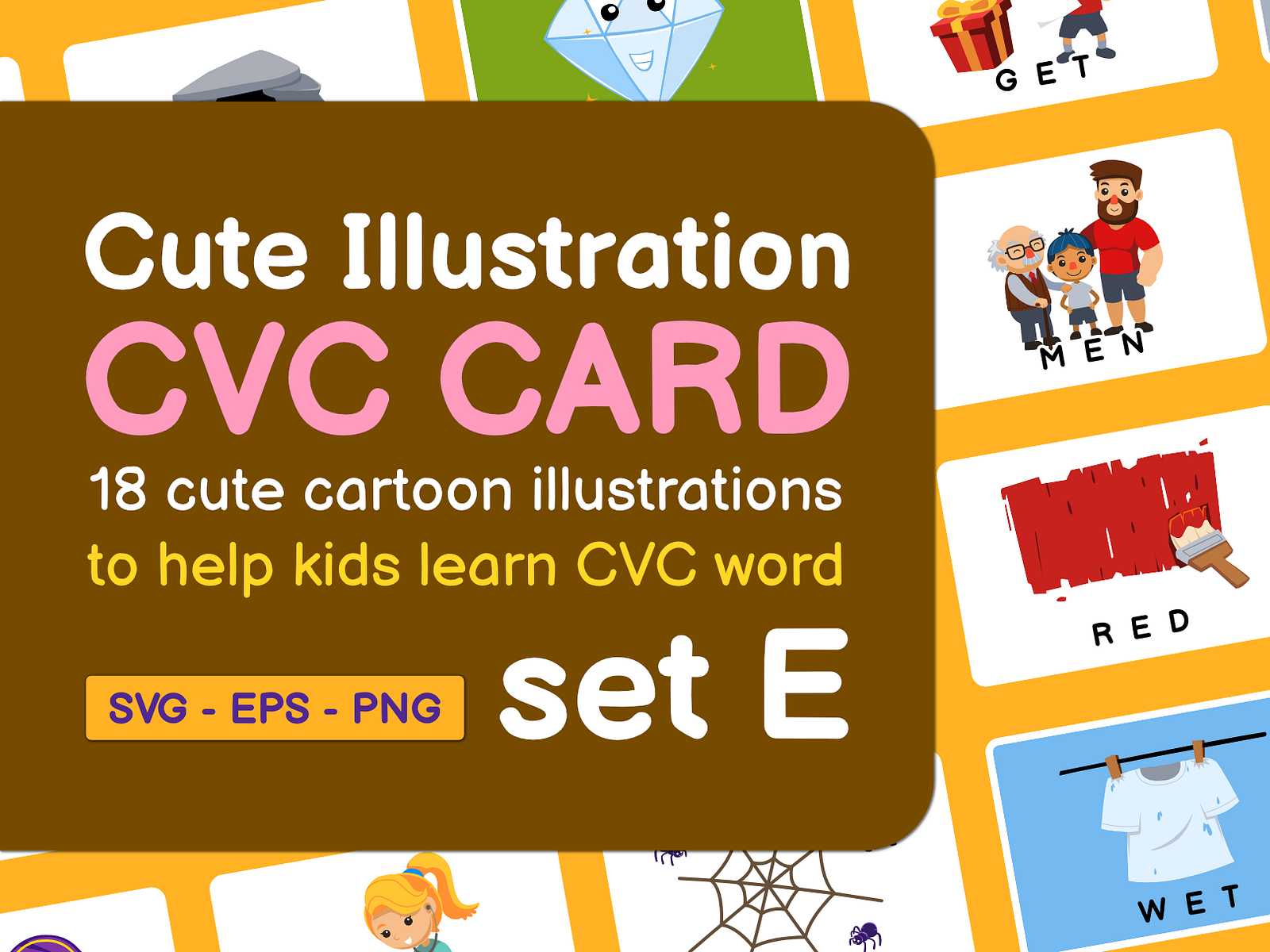 Cute Illustration CVC CARD set E by arsansp on Dribbble