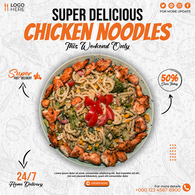 Restaurant Social Media Post Design by Al-Nur Tarique Robi on Dribbble