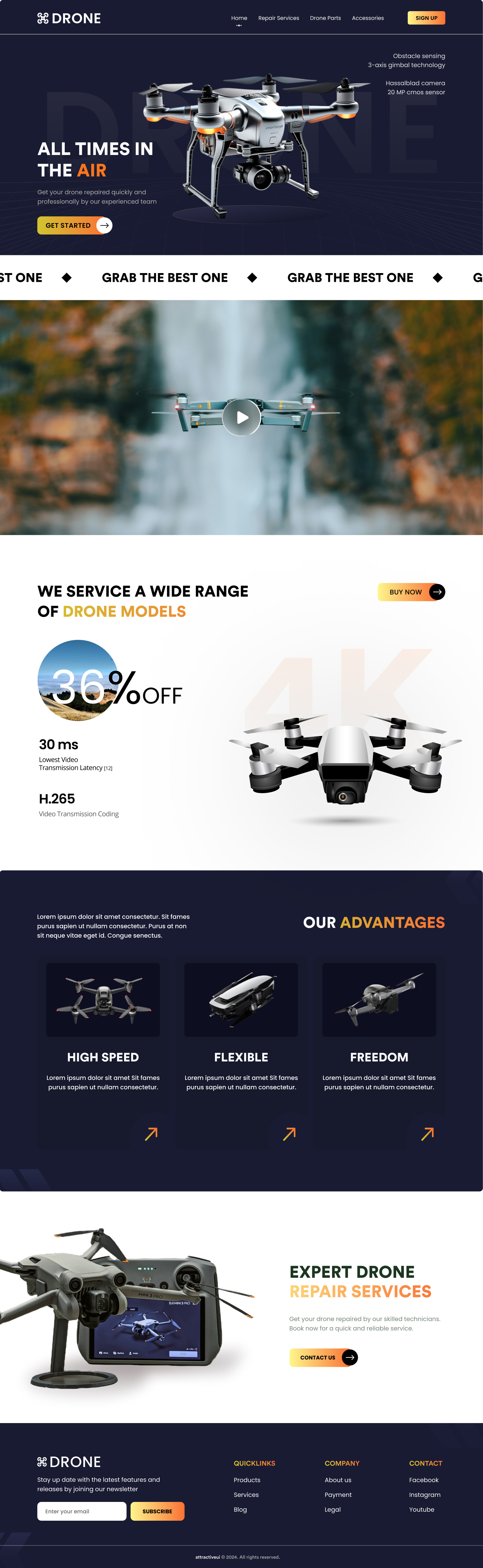 Drone website - landing page. by Attractive UI on Dribbble
