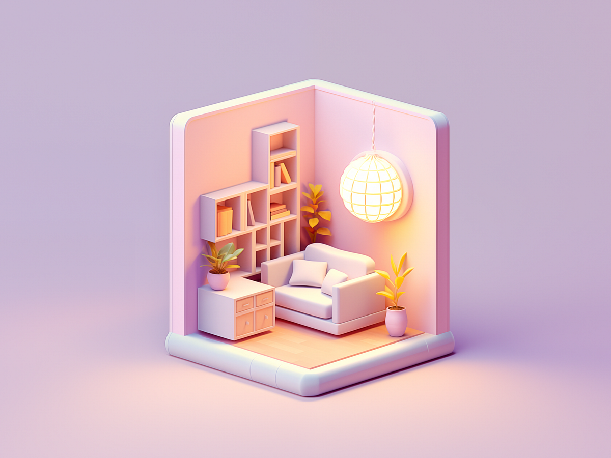3D Cartoon Isometric Room | 3D Cartoon pastel Room by Gerdoo on Dribbble