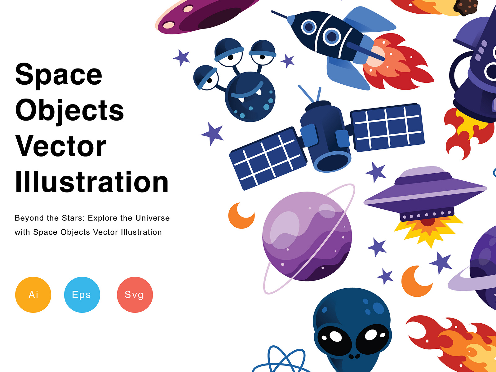 Space Objects Vector Illustration by ianmikraz on Dribbble