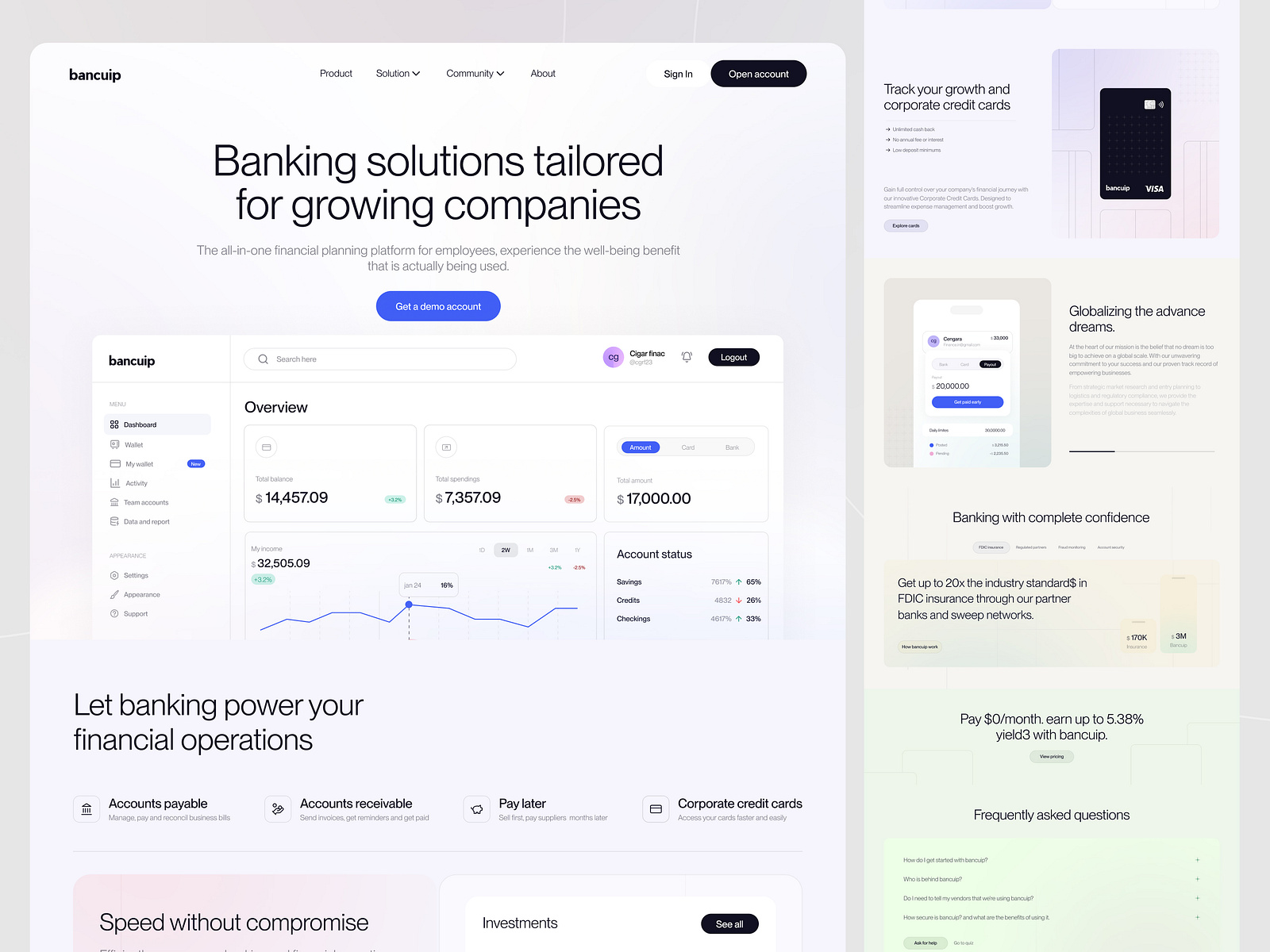 Fintech Landing Page by Awsmd on Dribbble